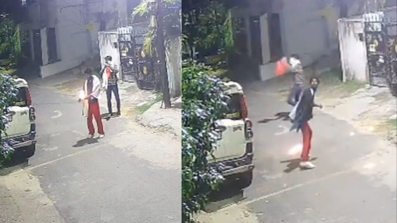 RSS के दफ्तर पर पेट्रोल बम से अटैक, देर रात बम फेंकने का CCTV फुटेज आया ...